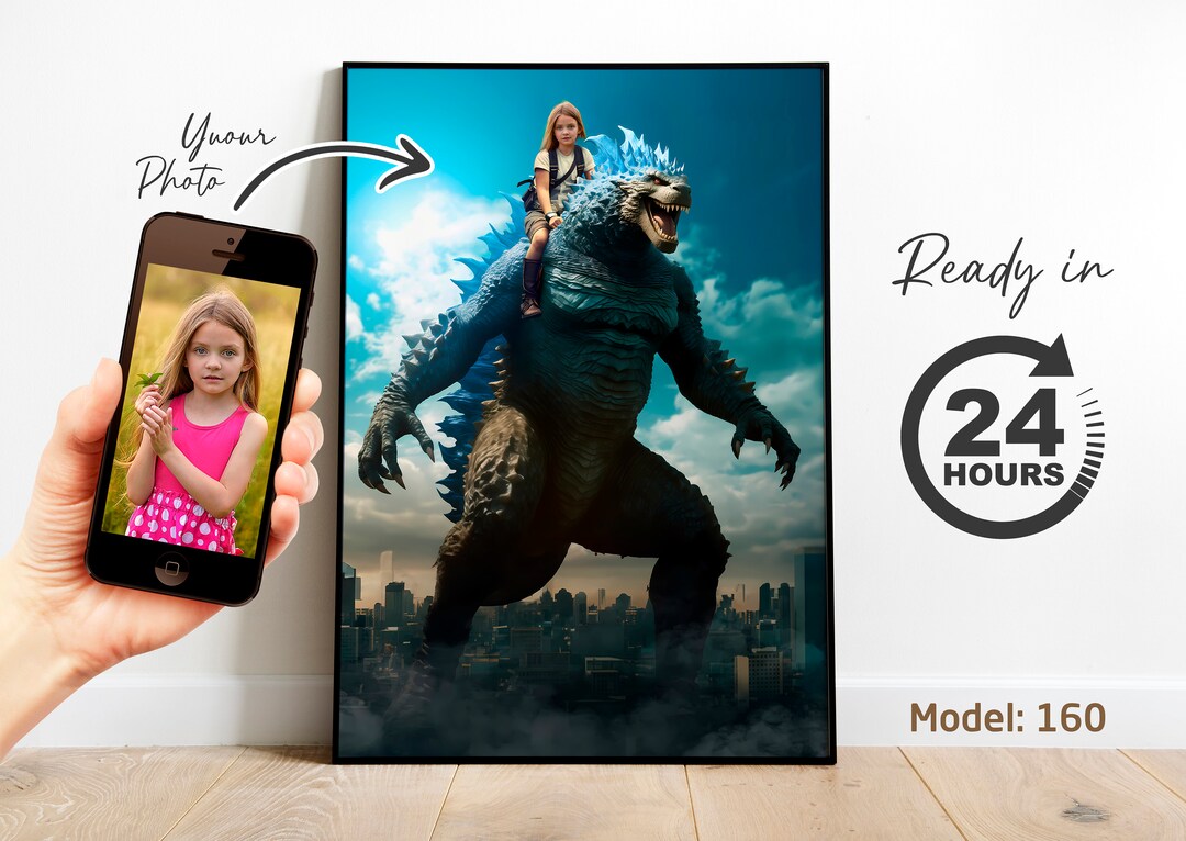Custom Godzilla Rider, Godzilla Custom Gift, Custom Portrait From Photo ...