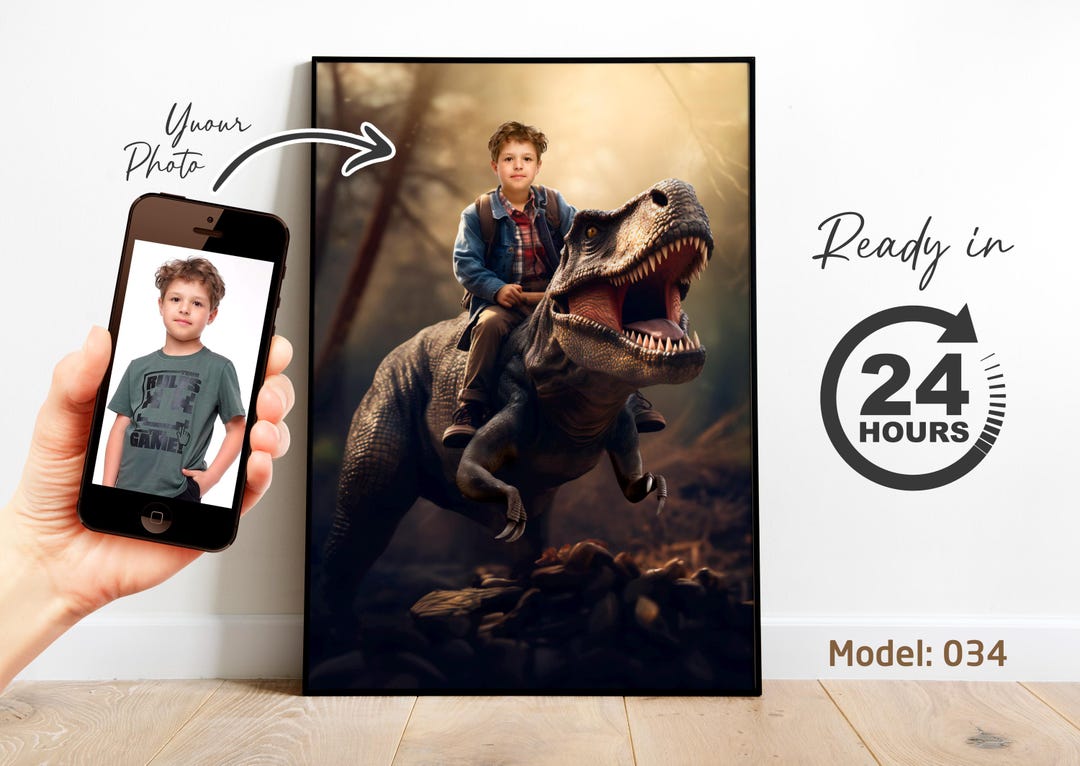 Custom T-rex Dinosaur Portrait From Photo | Personalized Jurassic ...