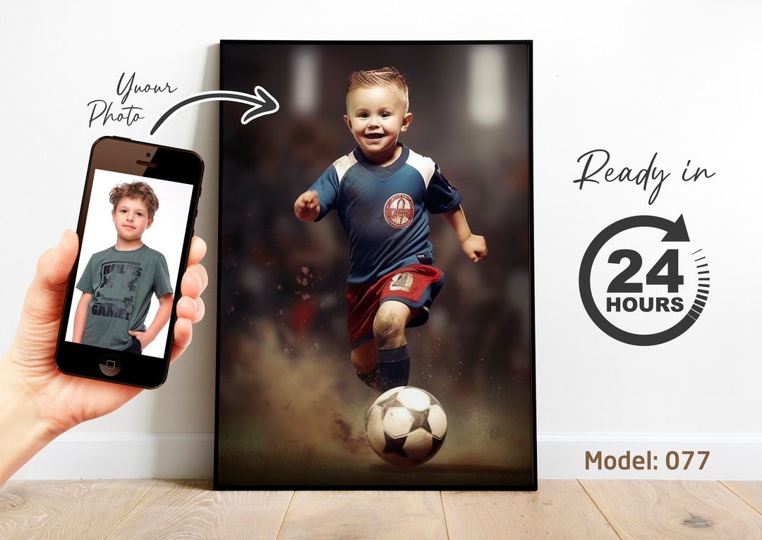 Boy in Football Player Outfit Painting Portrait Photo | in a Football ...