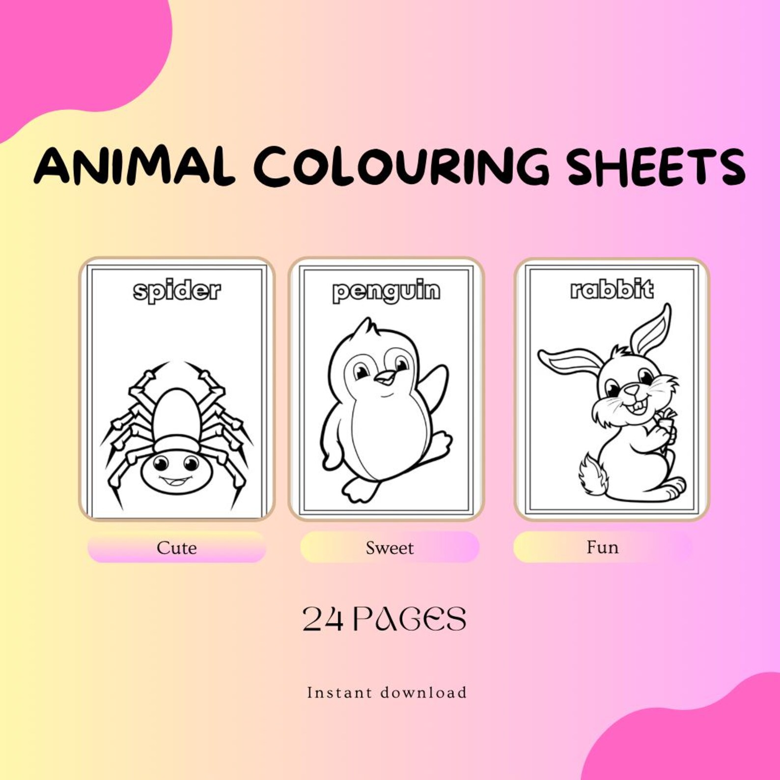 Childrens Printable Animal Colouring Pages Bundle - Etsy