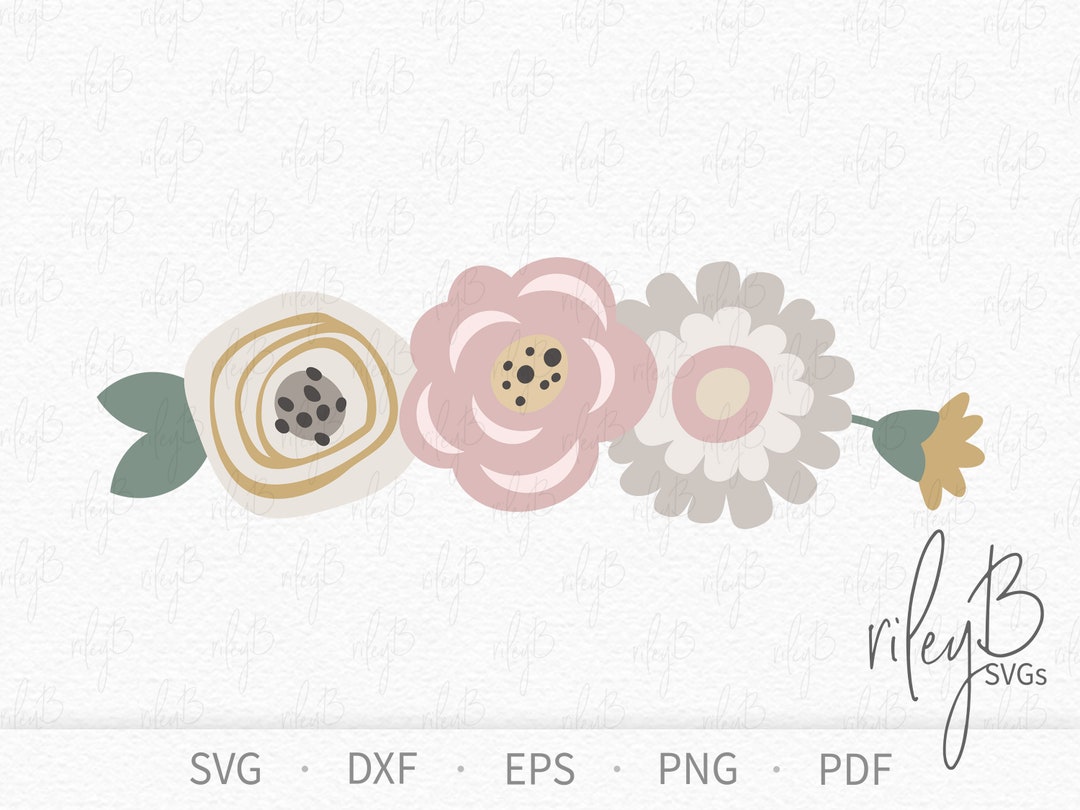 Floral Set 3 SVG Row of Flowers SVG Floral Printable Png Pdf Tshirt ...