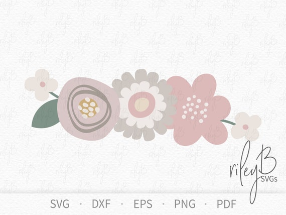 Floral Set 4 SVG Row of Flowers SVG Floral Printable Png | Etsy