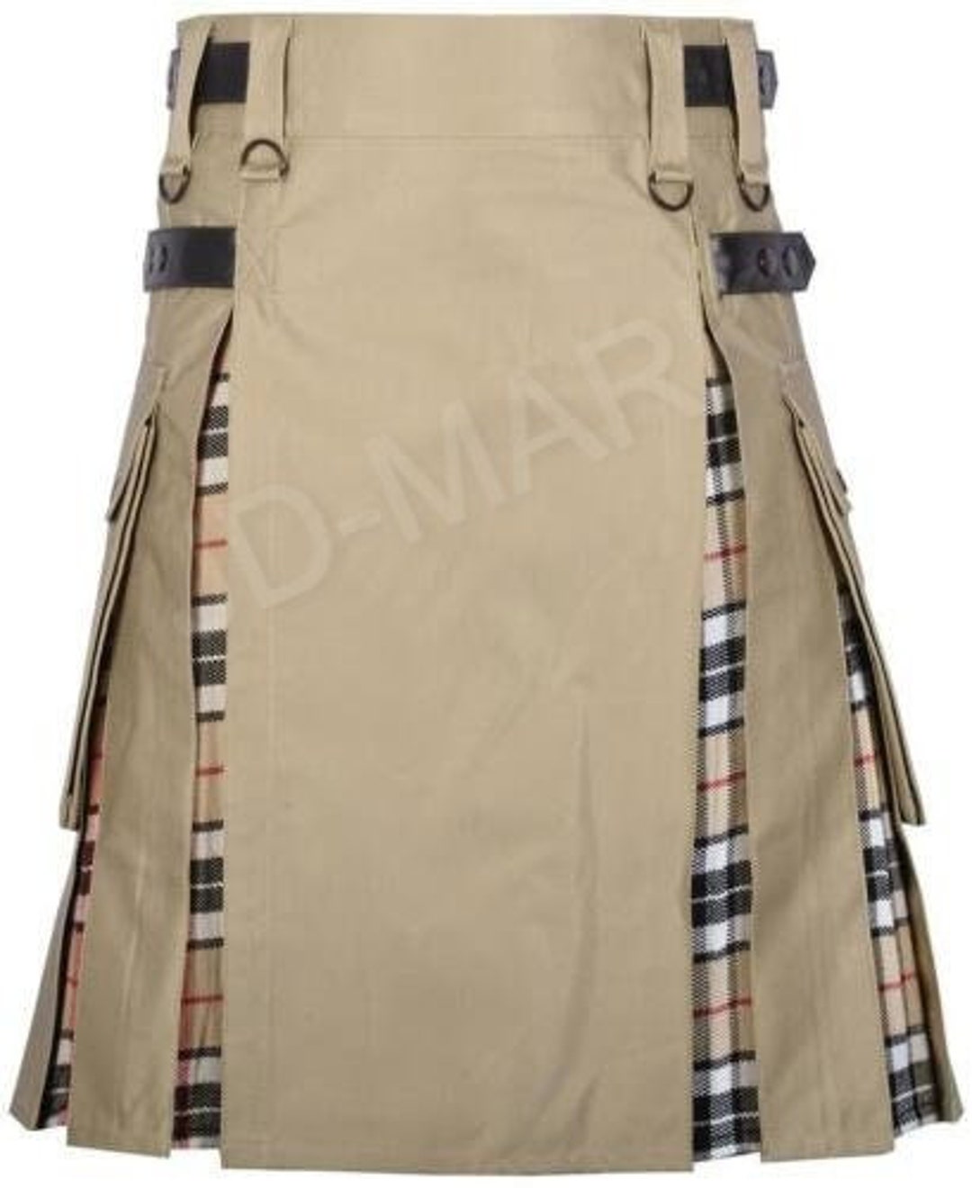Custom Size Khaki Cotton Utility Hybrid Kilt Thomson Tartan - Etsy
