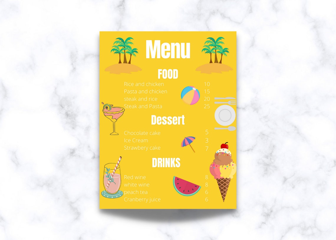 DIY Editable Menu Template Menu Template for Events - Etsy