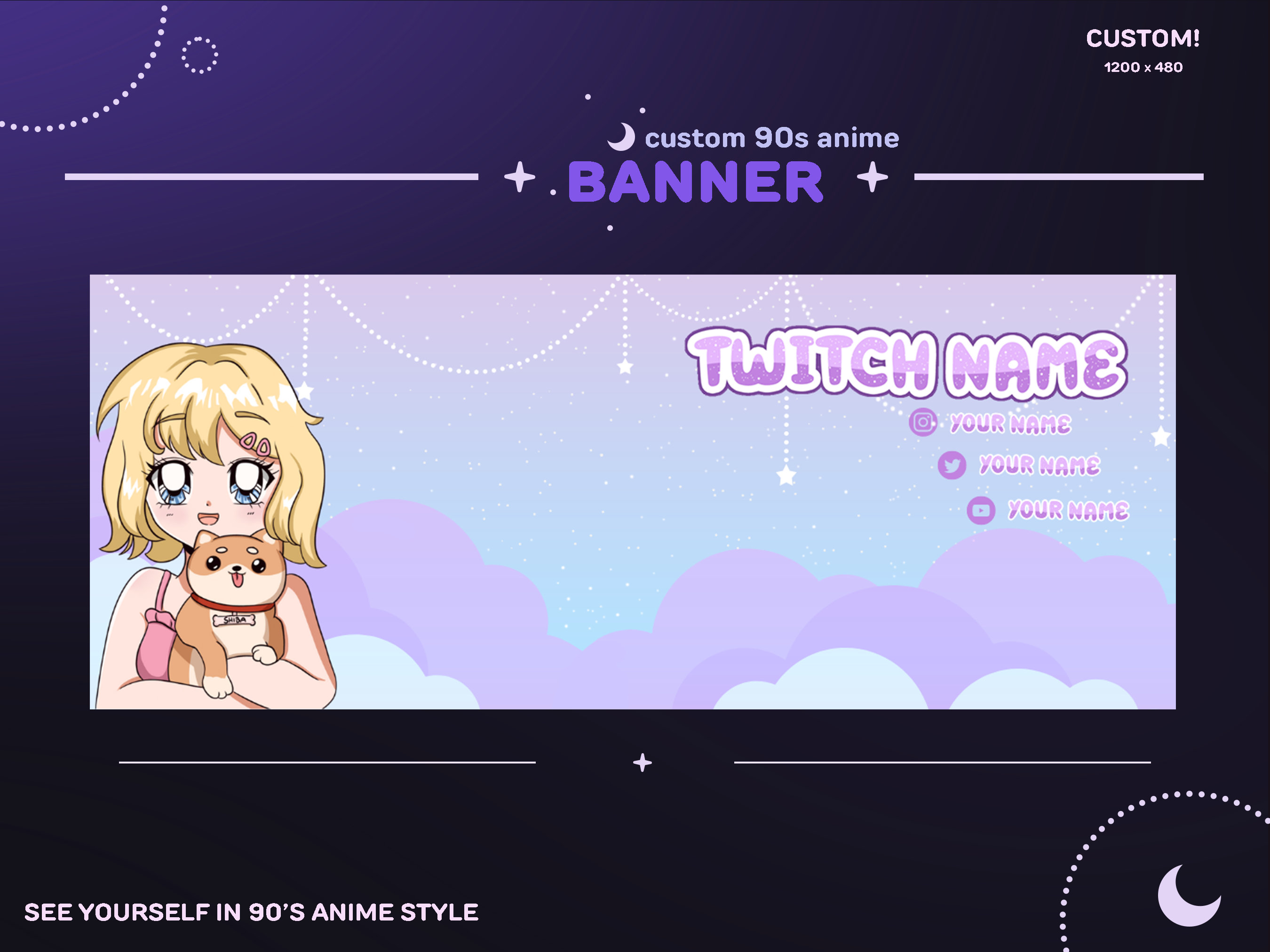 CUSTOM 90's Anime Twitch Banner || CUSTOM Twitch Commission || Custom ...