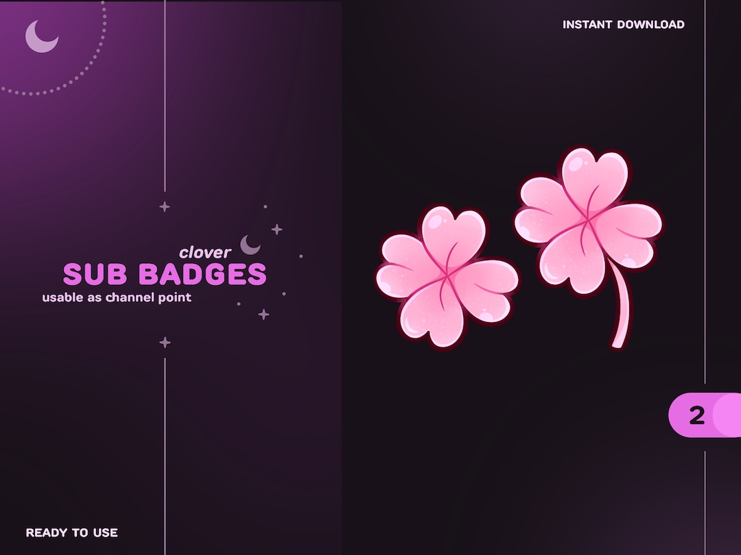 Cute CLOVER Bit / Sub Badges - Usable as Channel Points || Lucky - Pink ...