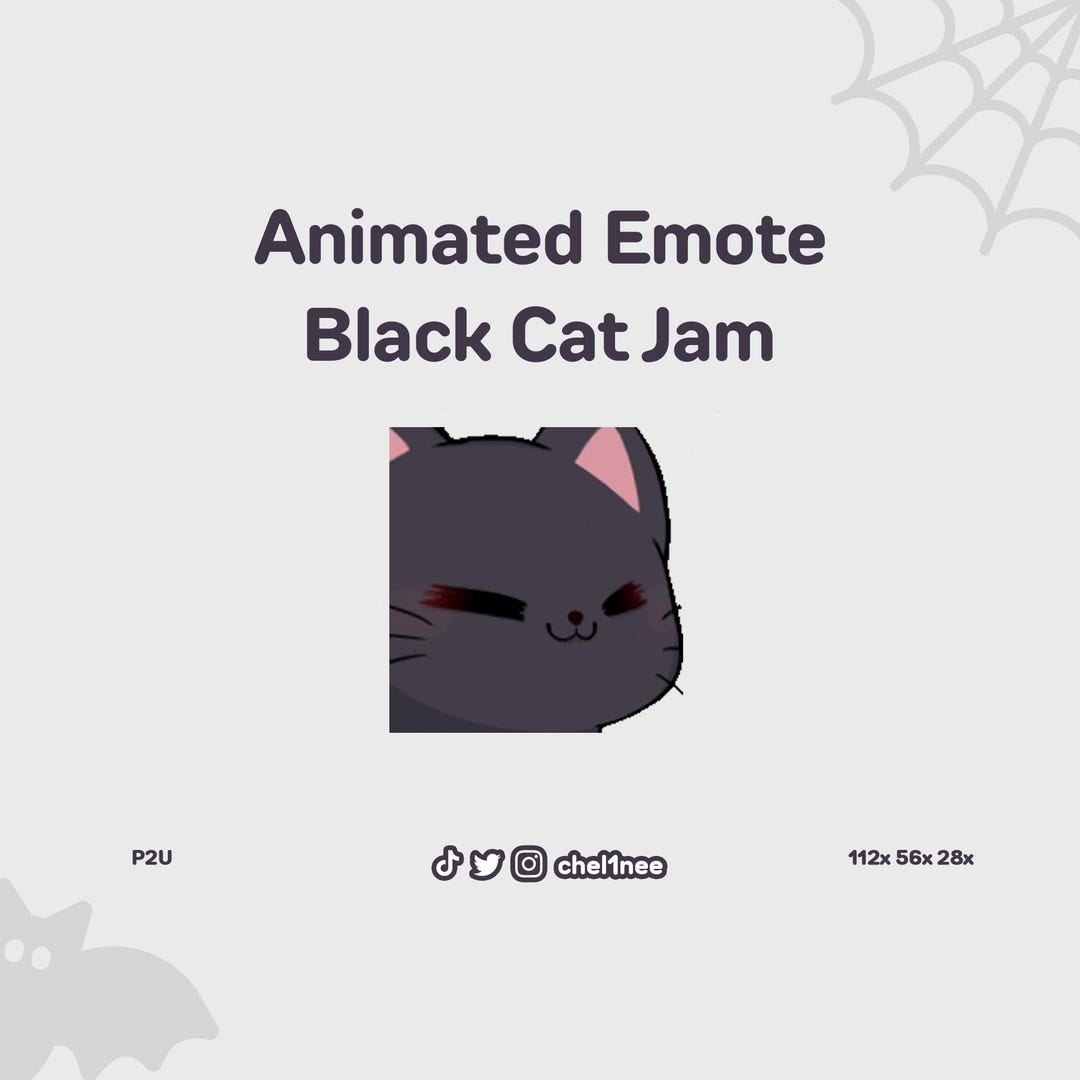 ANIMATED Black Cat Jam Twitch Emote || Cute - Discord - Cat - Spooky - Streaming - Halloween ...