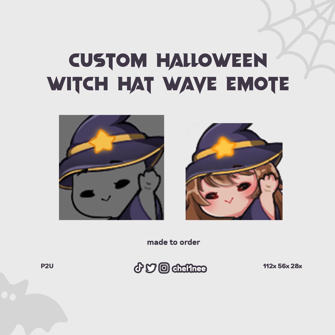 CUSTOM Halloween Witch Hat Twitch Emote Kawaii Spooky Sorceress Youtube ...