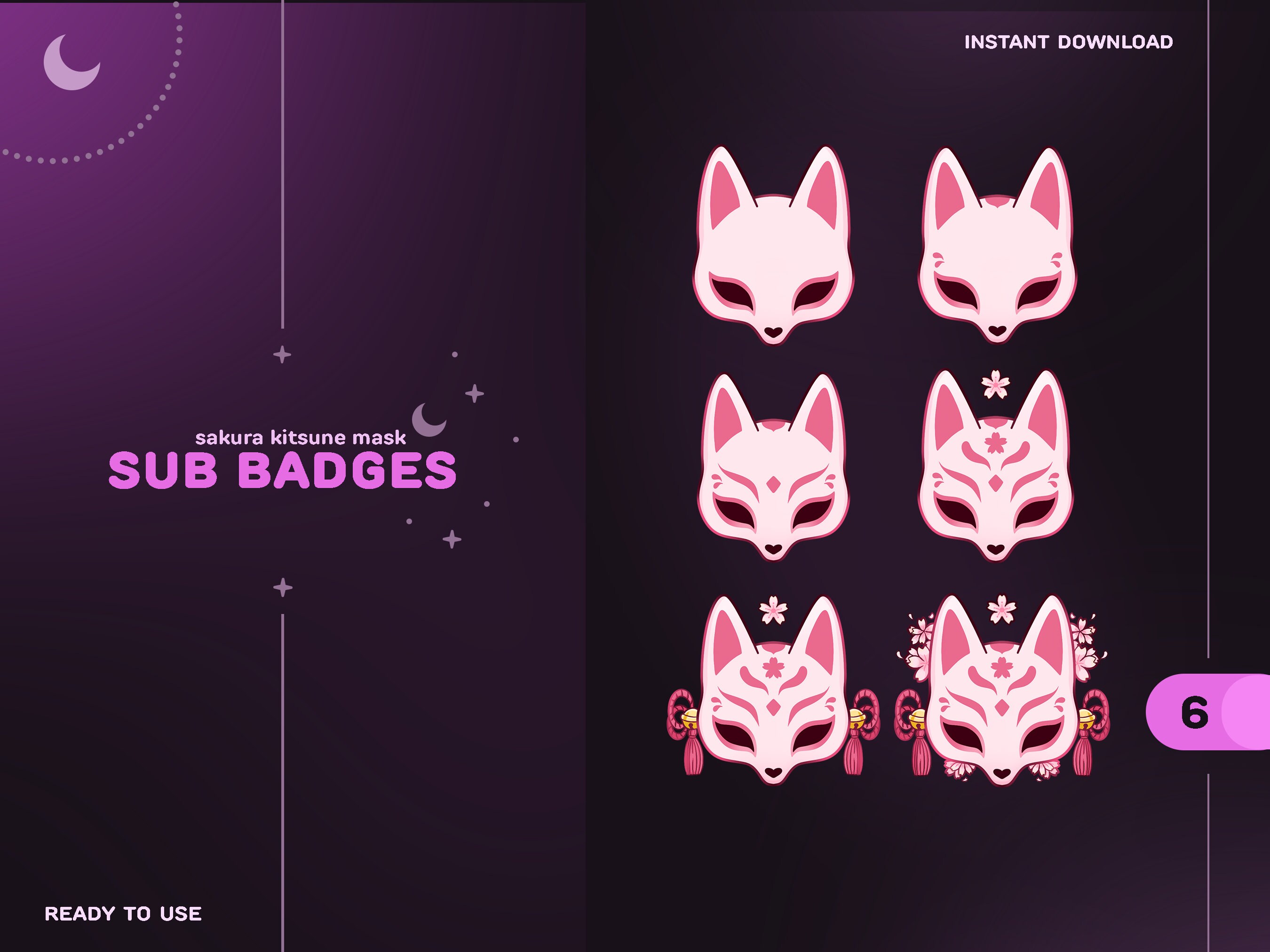 Sakura Kitsune Mask Sub Badge Pack for Twitch || Japan - Kitsune - Pink ...
