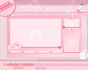 Twitch Cute Pink Caramel Kitty Cat Webcam Stream Overlay / - Etsy
