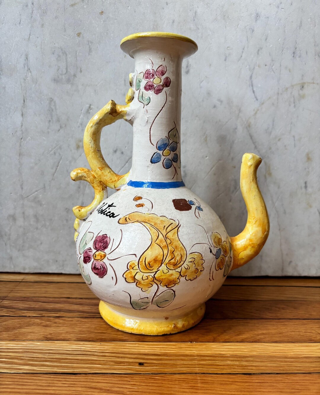 Vintage Hand Painted Italian Pottery Pitcher - Etsy