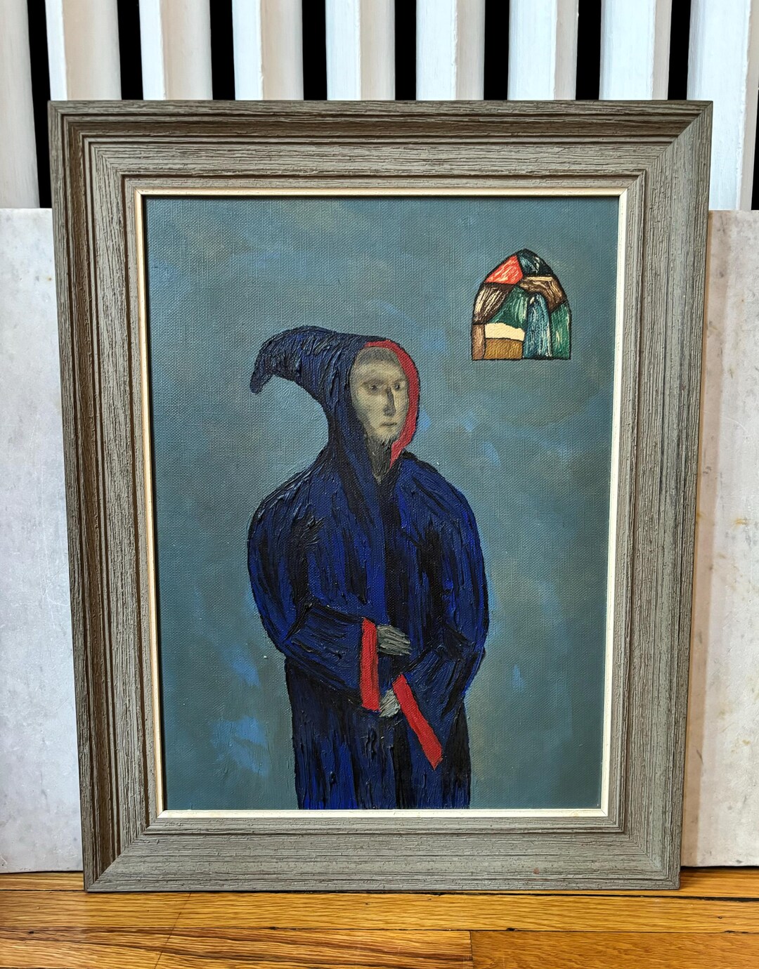 Vintage Mid Century Oil Painting on Canvas Board- Vintage Folk Art ...