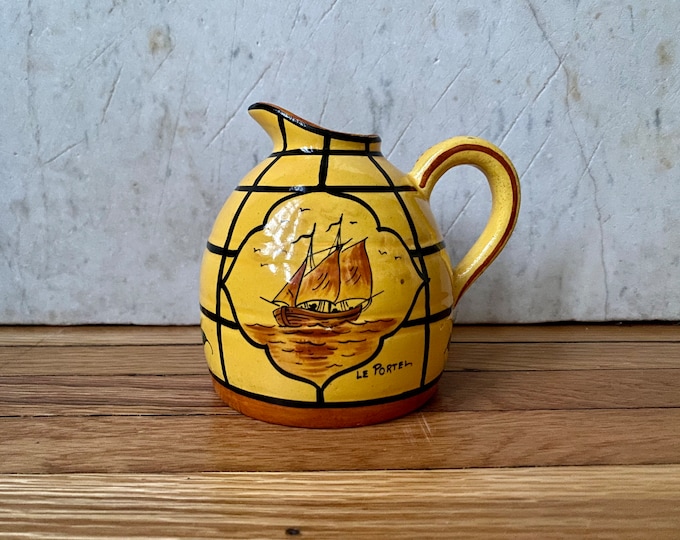 Vintage French Pitcher- Le Portel- Decorative French Pitcher- Vintage ...