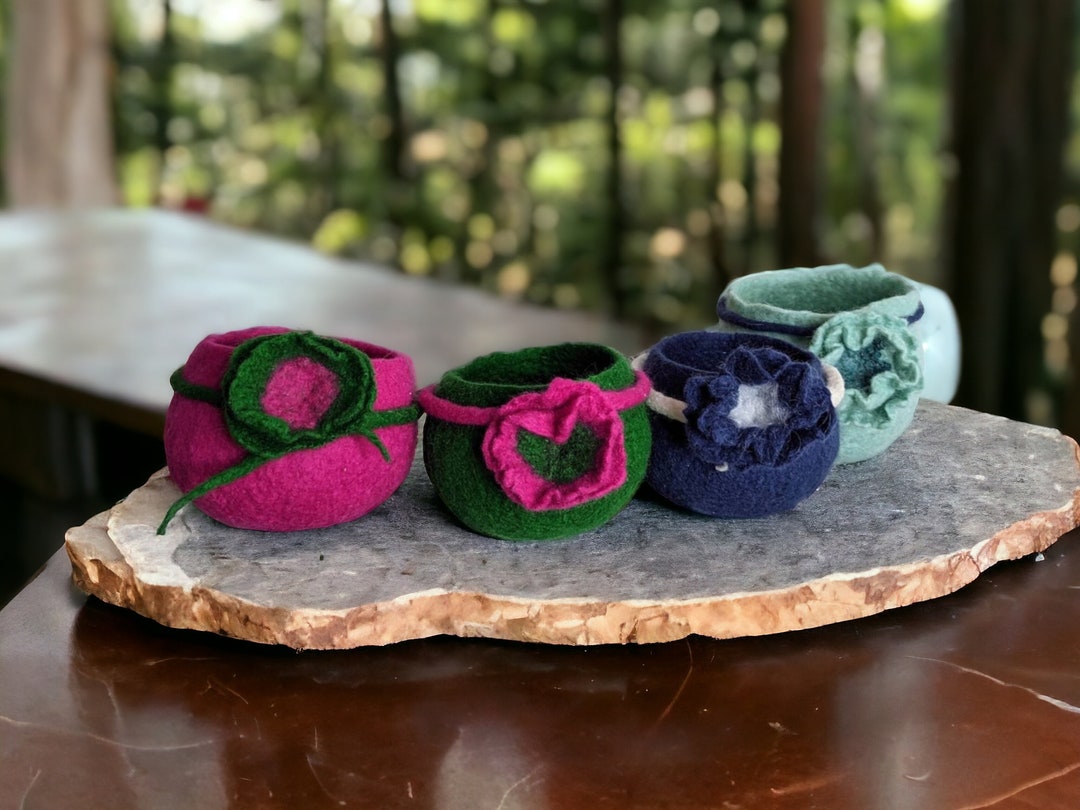Felt Vessel, Planter/bowl Made of Felt, Small Felt Pots in Different ...