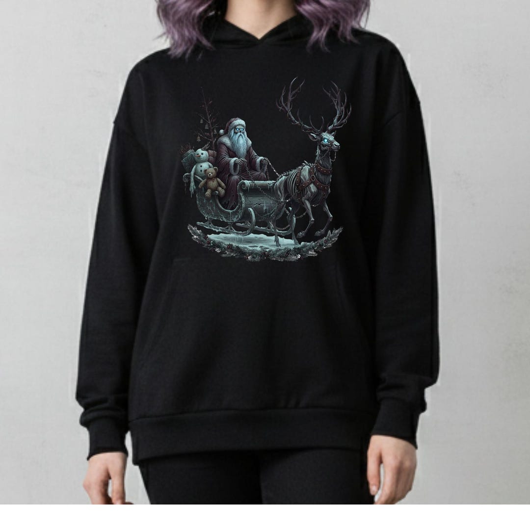 Gothic Christmas PNG: Skeletal Santa, Ghost Reindeer, Cursed Hunt ...