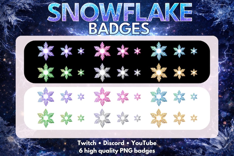 Snowflake Badge Icons | Twitch Sub Badges | Winter Stream Graphics ...