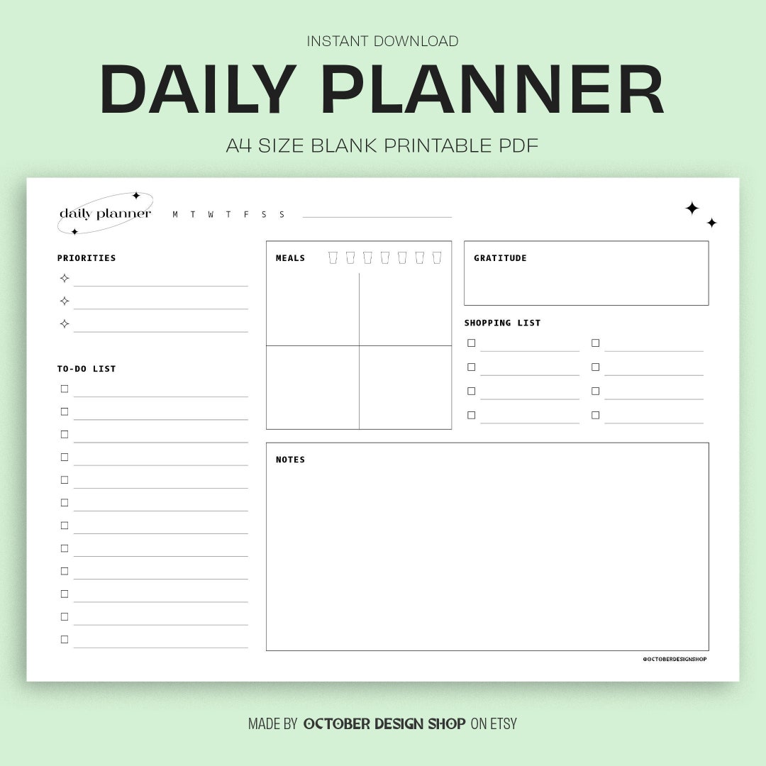 Daily Planner Printable, Day Priorities Planner, ADHD Agenda ...