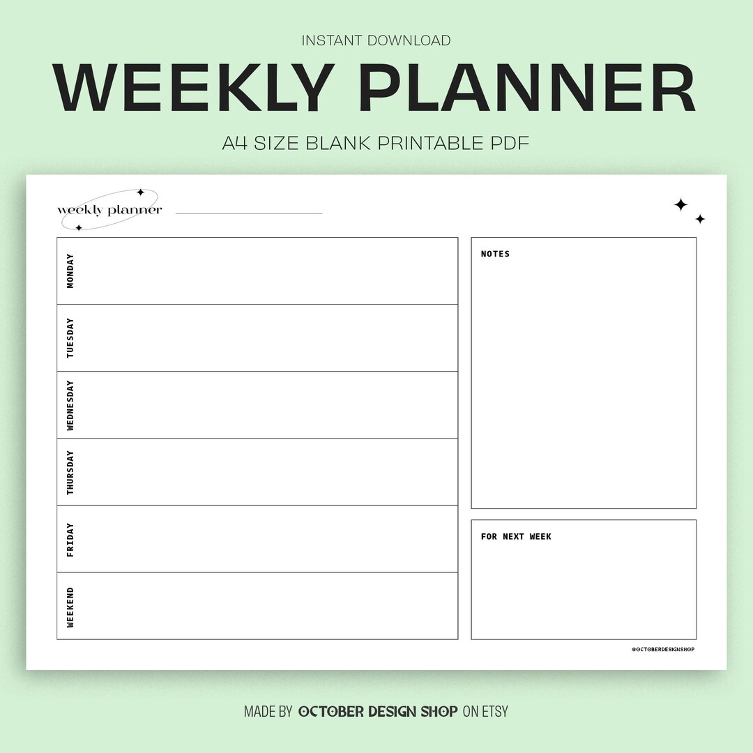 Week Planner, Printable to Do List, 7 Day Schedule, ADHD Weekly ...
