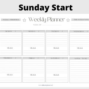 Weekly Planner Printable Template – Sunday or Monday Start – Landscape ...