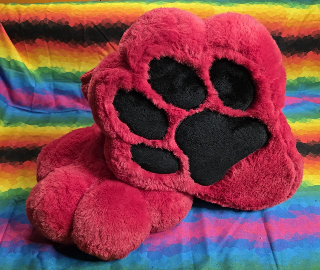Red Fursuit Feet Paws, Cosplayer, Custom Made, One Size Fits All ...