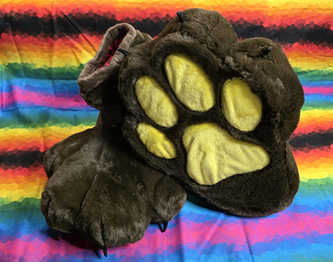 Brown Fursuit Feet Paws, Cosplayer, Custom Made, One Size Fits All ...
