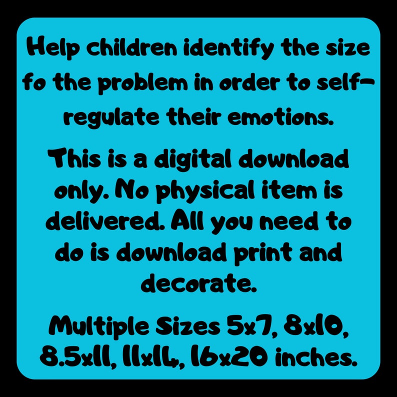 Self Regulation Size of the Problem Print, 5 Sizes SEL Printable Social ...