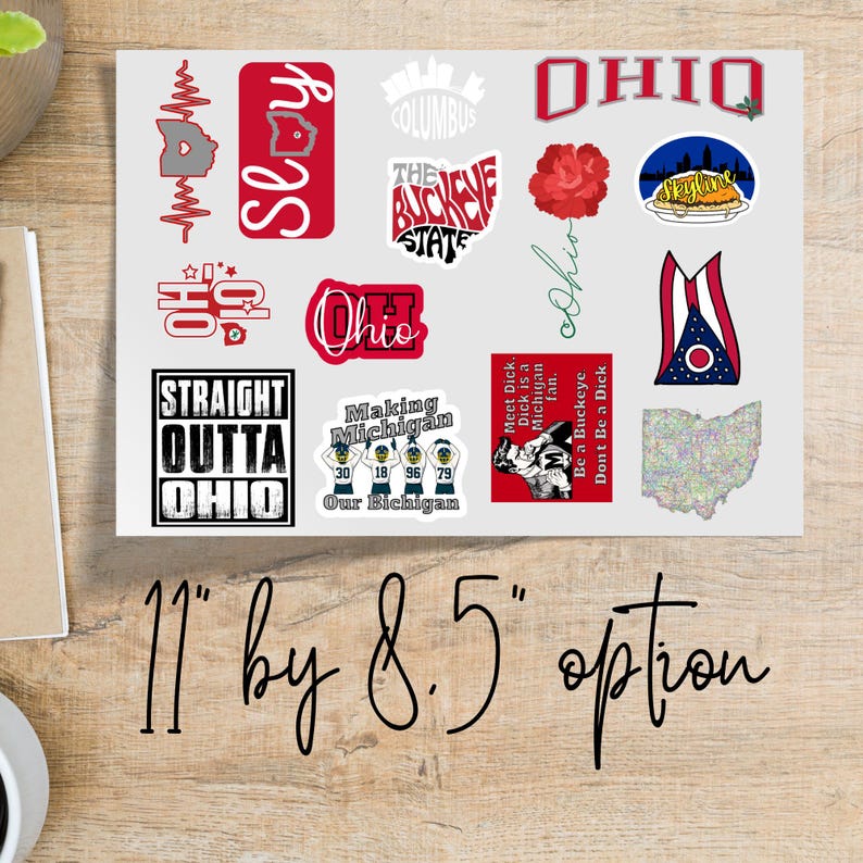 Ohio State Sticker Sheet Vinyl Decal- State Outline Sticker, Ohio ...