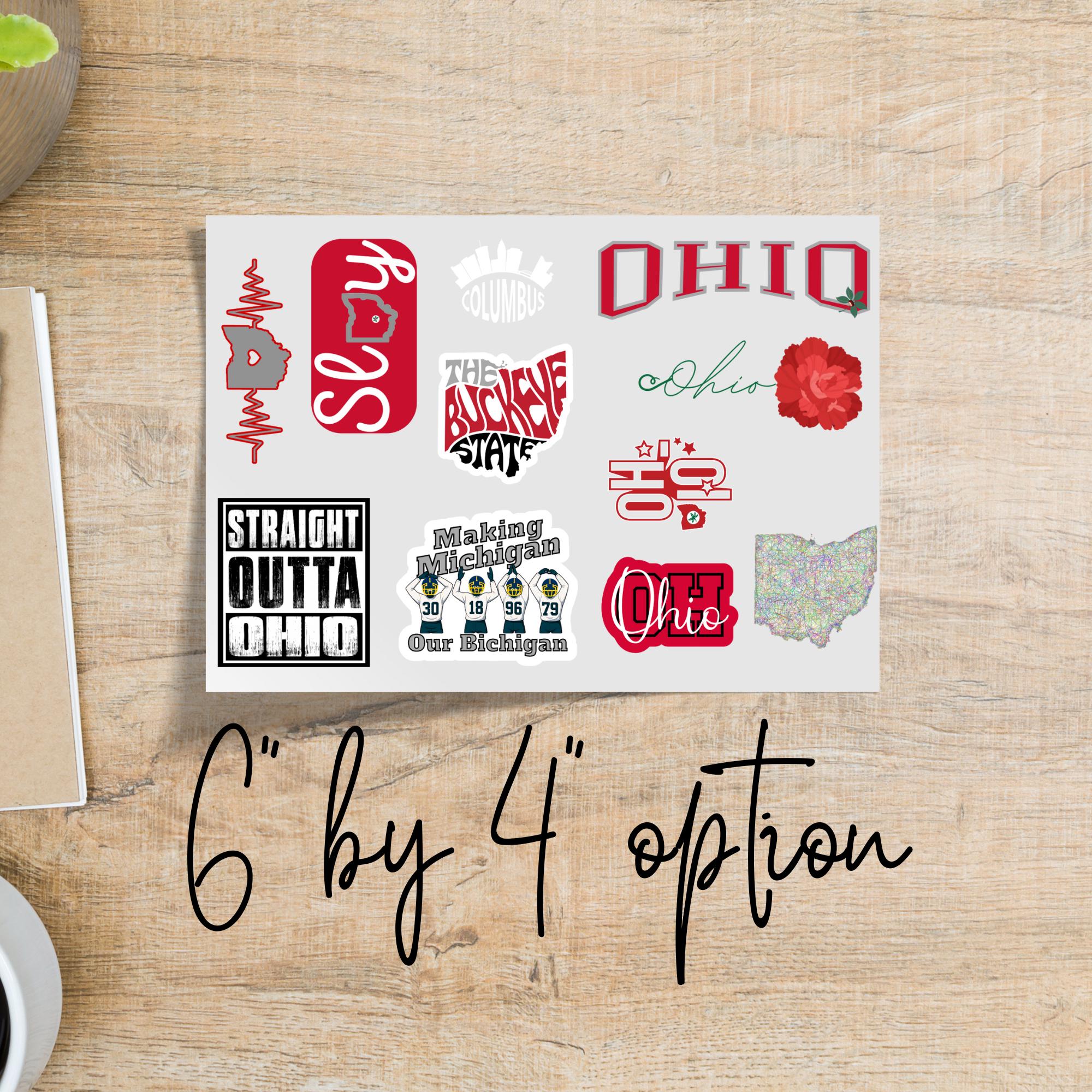 Ohio State Sticker Sheet Vinyl Decal- State Outline Sticker, Ohio ...