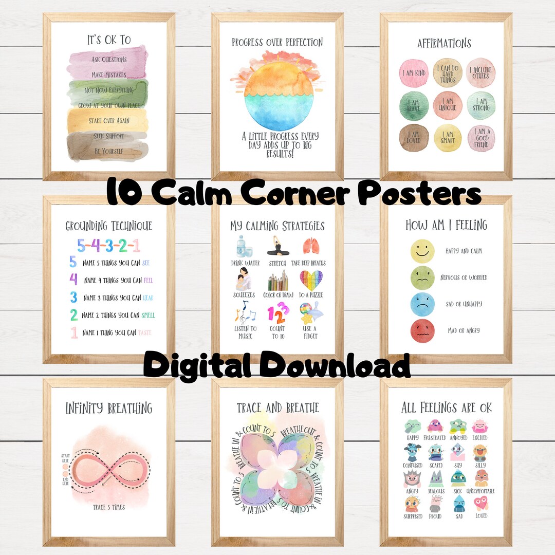 10 Calm Corner Classroom Posters, Calming Corner Printable Decor Wall ...