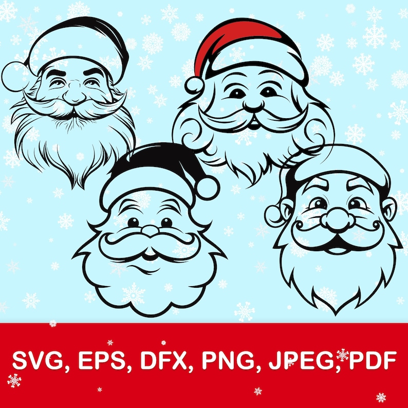 Santa Claus Svg, Santa Face Svg, Santa Svg, Retro Santa Face SVG, SVG ...