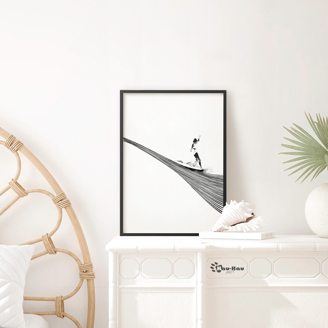 Minimalist Surf Line Art Print, Surf Girl Print, Surfing Art Poster ...