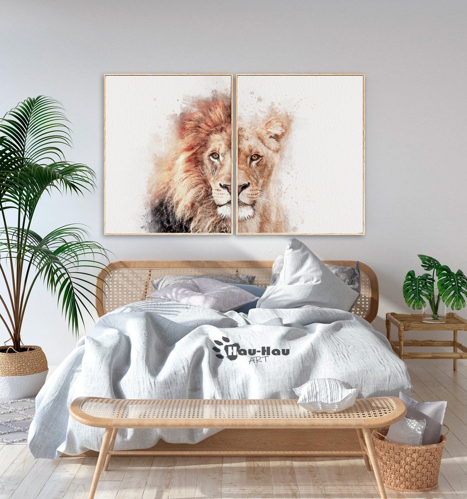 Lions Wall Artset of 2 Lions Printable Watercolor Wall Art. - Etsy