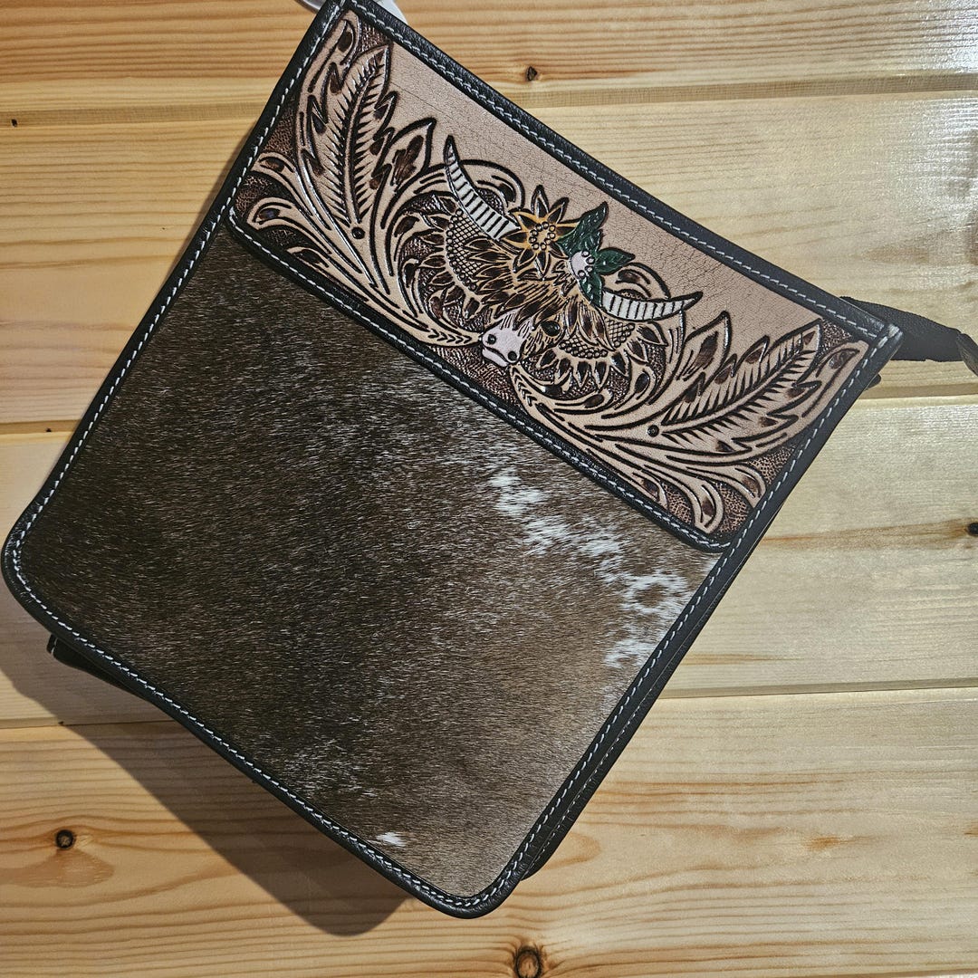 Bloomin' Steer Hand Tooled Myra Bag - Etsy