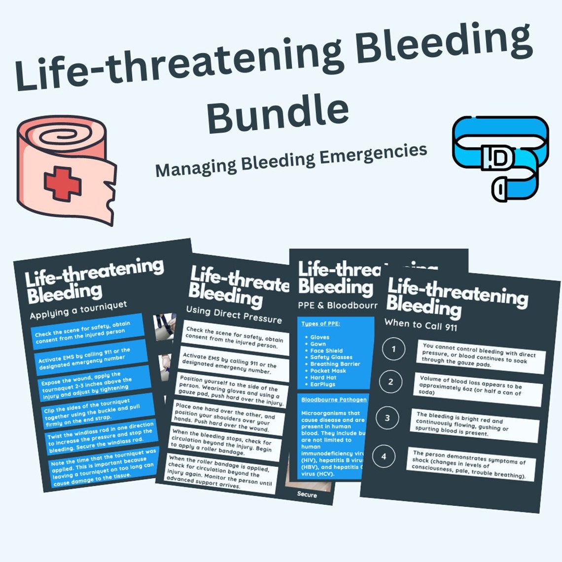 Life Threatening Bleeding Bundle Sheets Etsy