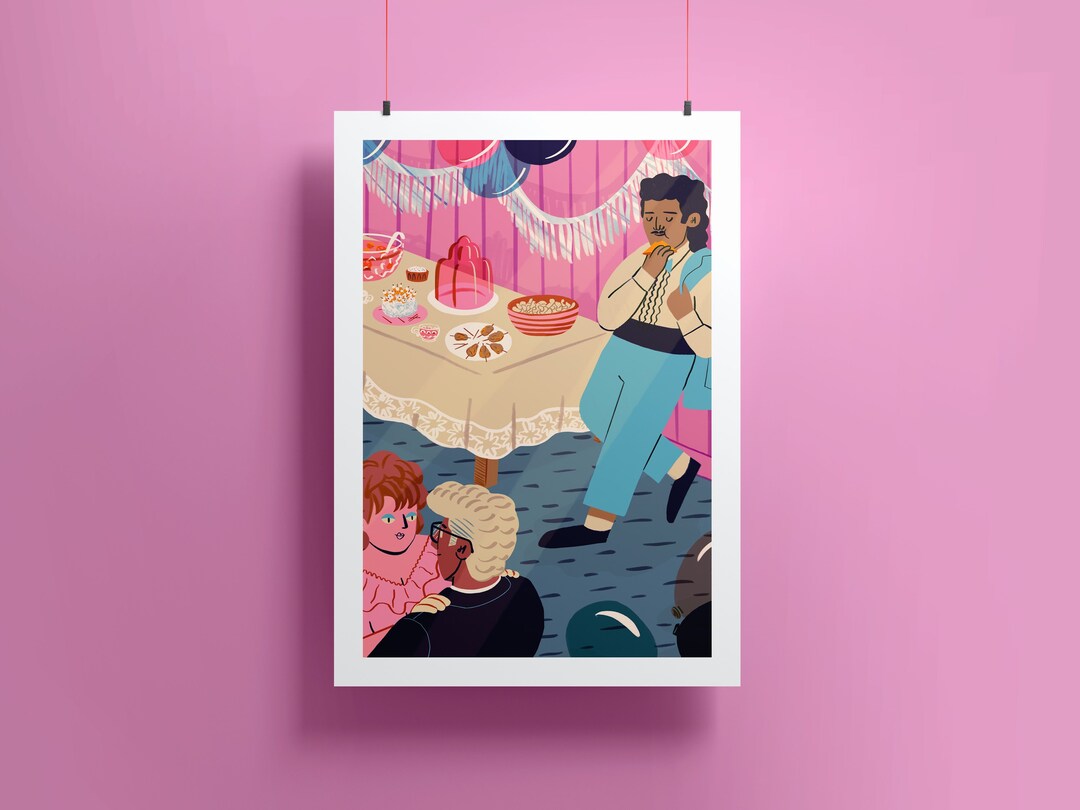 1980s Prom Art Print | 80s Prom Poster | 1980s Illustration | Character ...