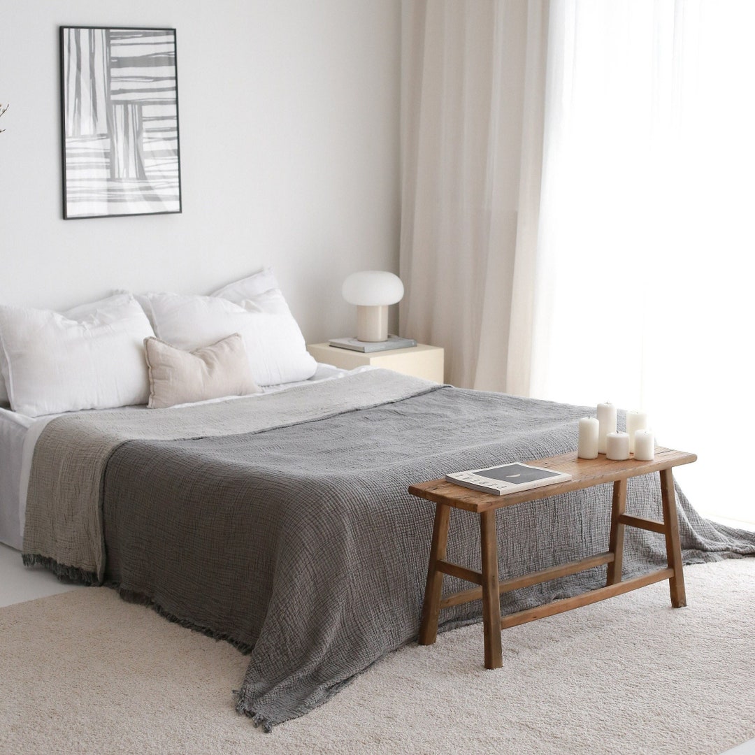 Soft Muslin Bedspread King Queen, Muslin Throw Blanket, Organic Muslin ...