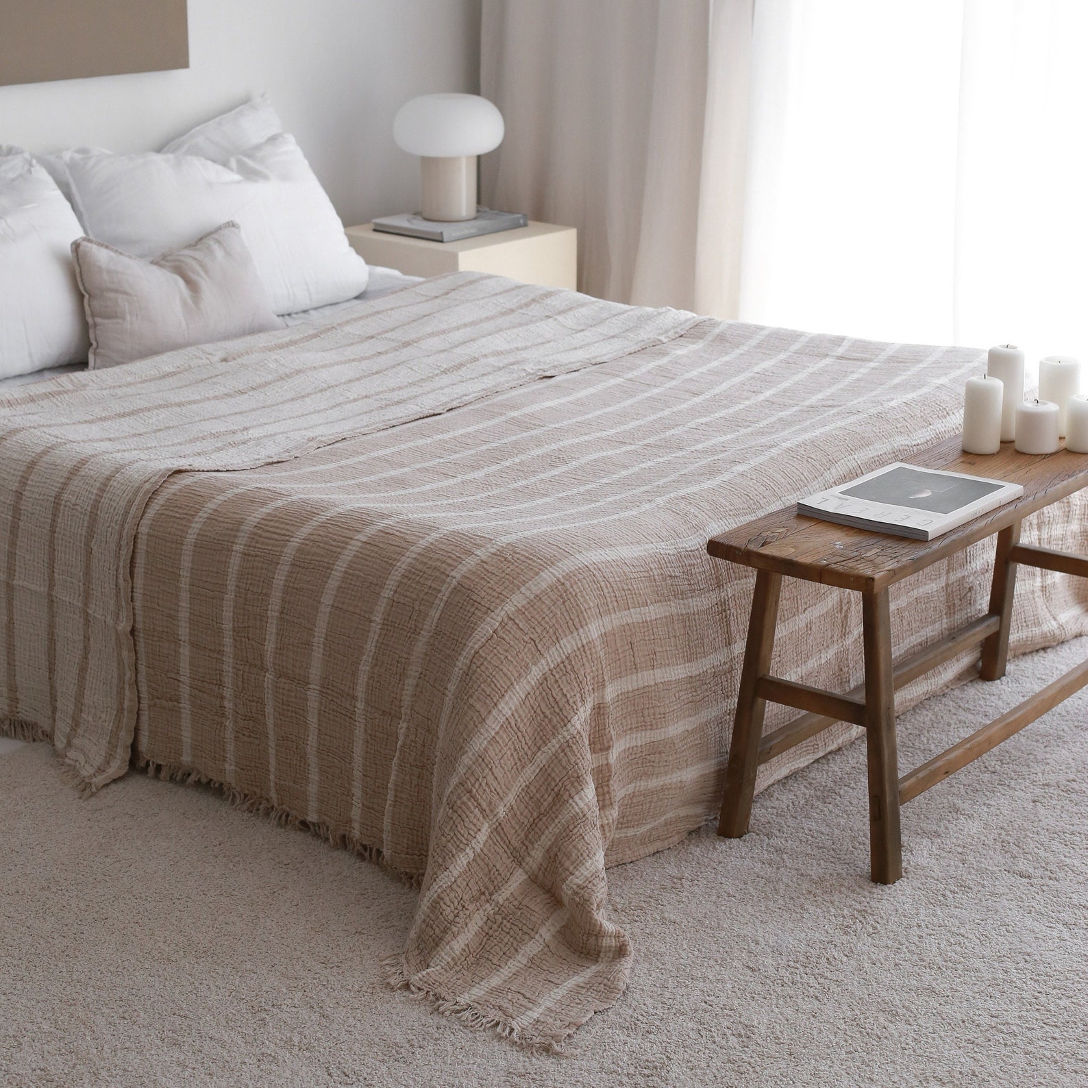 Muslin Bedspread, Bohemian Bedspread Queen, King Size Bedspread Organic ...