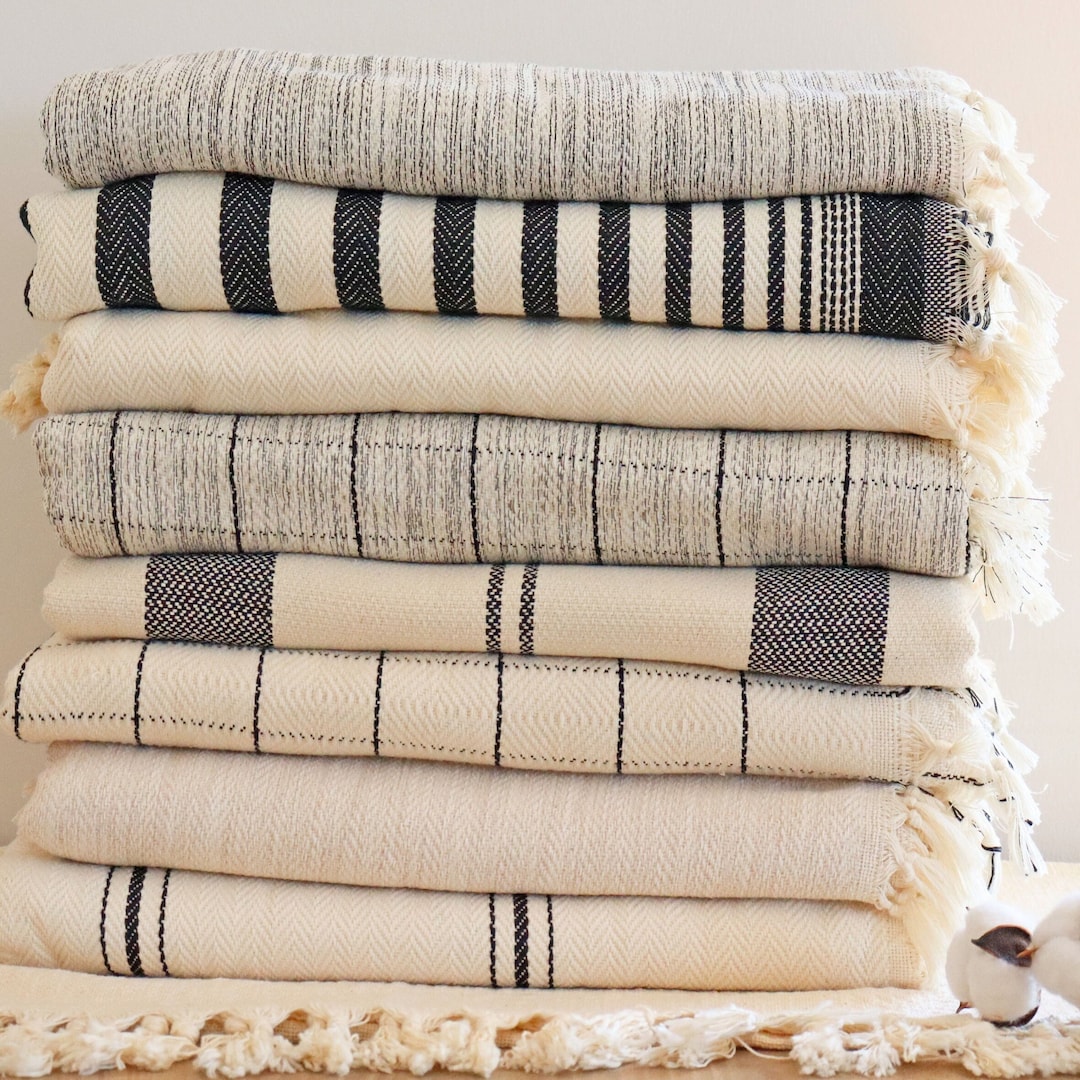 Oversize King Cotton Bedspread Gray, Queen Bed Coverlet, Boho Bed Throw ...