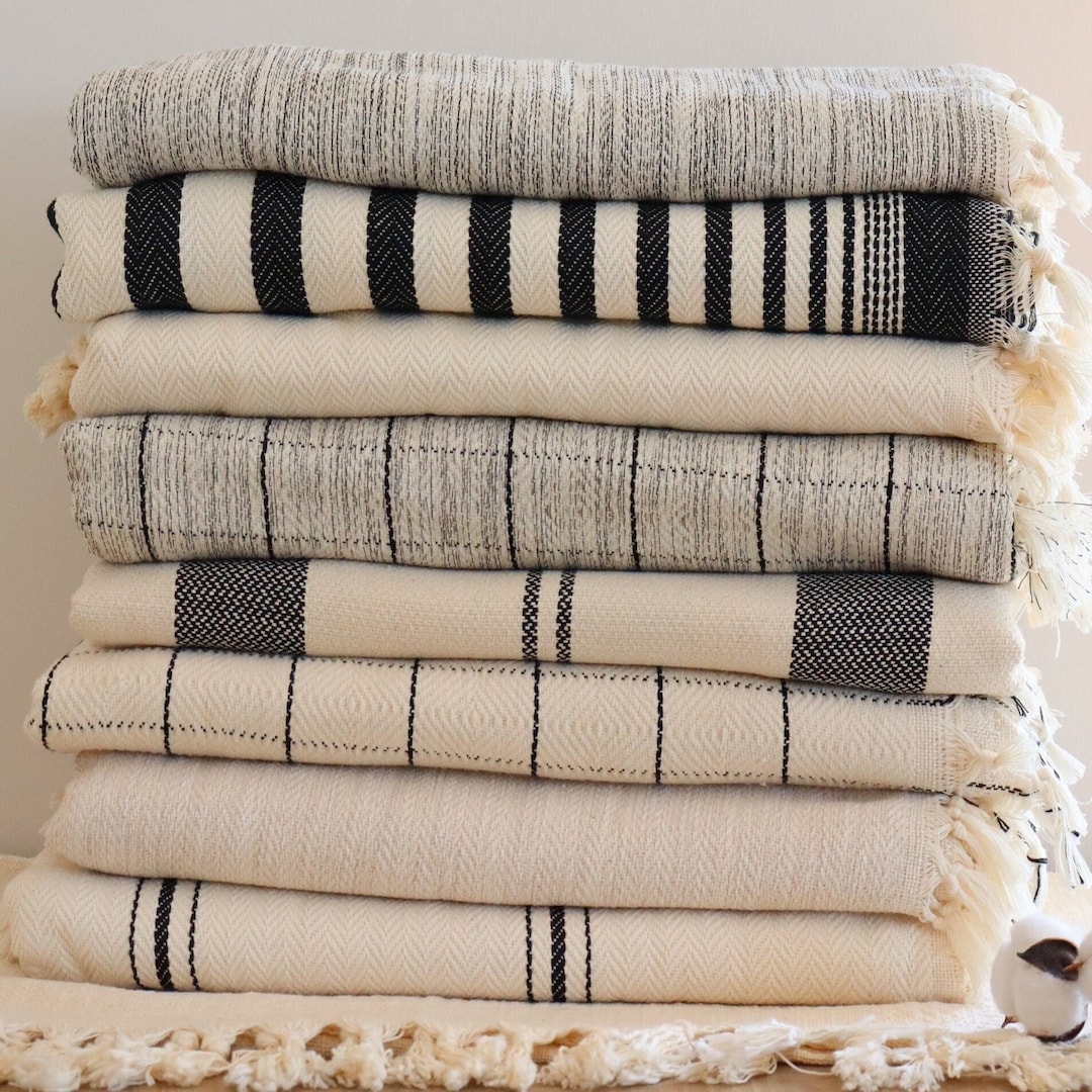 Turkish Cotton Bedspread Queen, Soft Organic Cotton Throw, Boho Bed ...