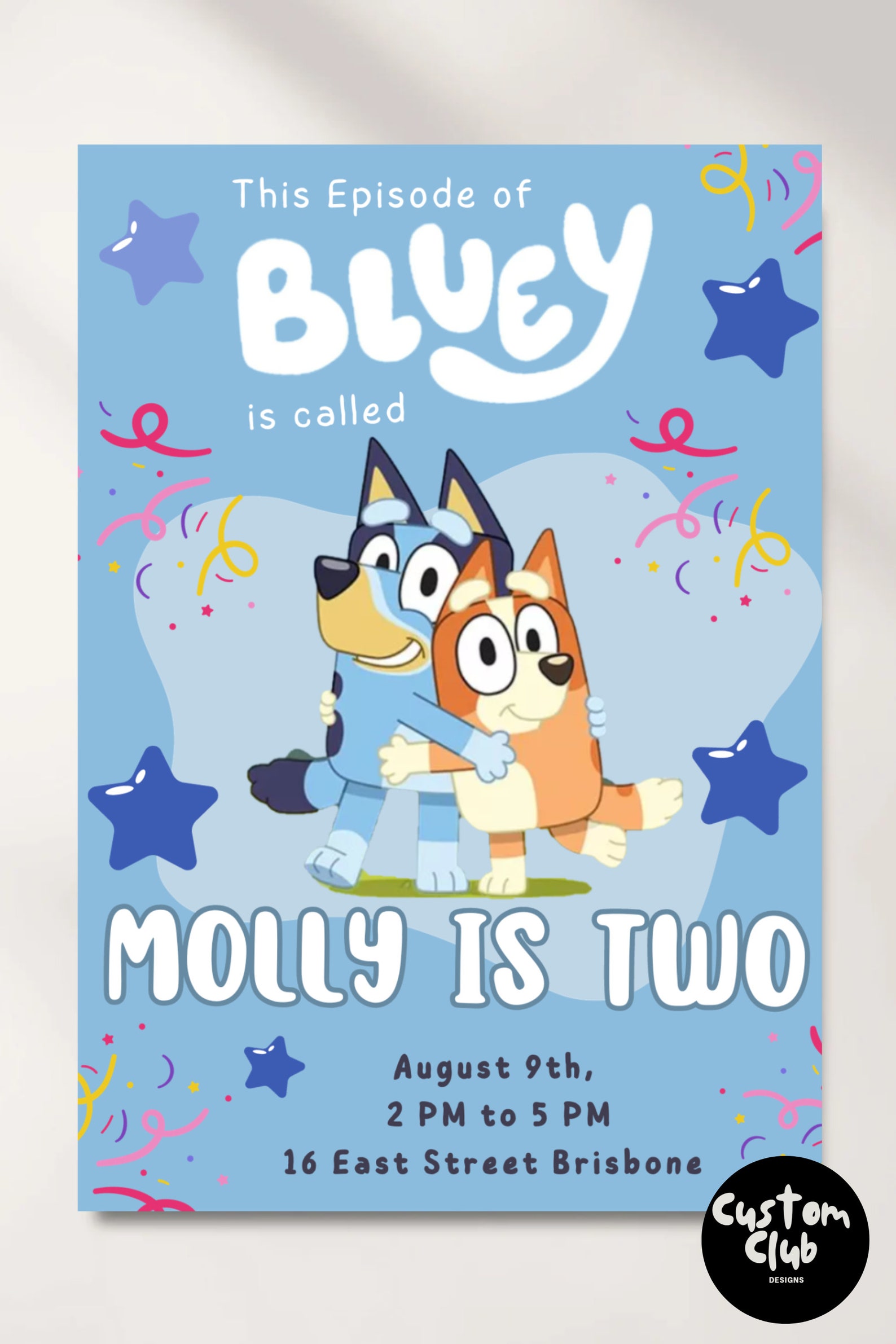 Digital Invitation Bluey Birthday Party Invite - 24 Hour Service - Etsy