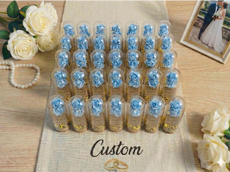 Blue Rose Glass Dome Favors, Cinderella Wedding, Sweet 16 Keepsake - Etsy