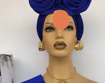 Africa Party Navy Blue Nigeria Gele Headtie Hat Aso-oke - Etsy