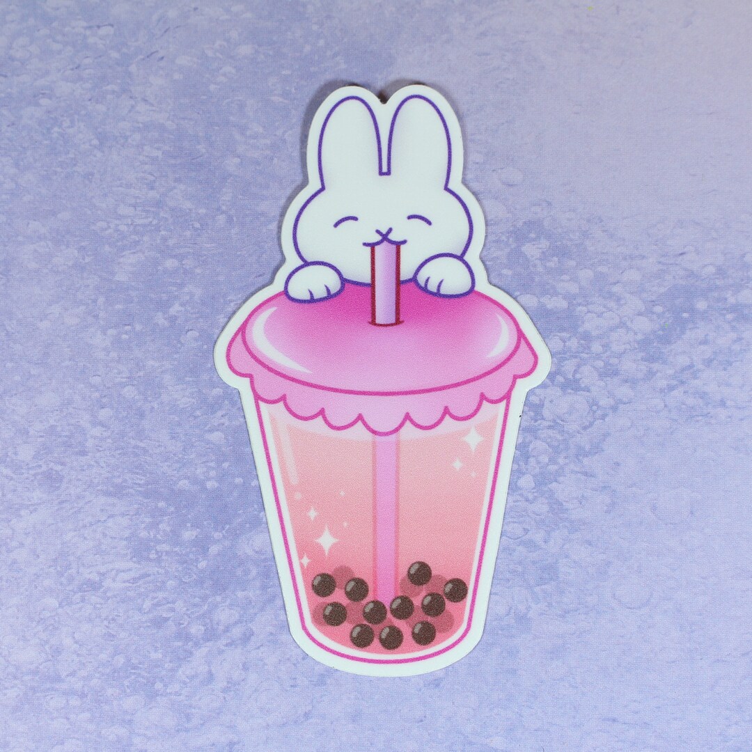 Cute Bunny Strawberry Boba Sticker - Etsy
