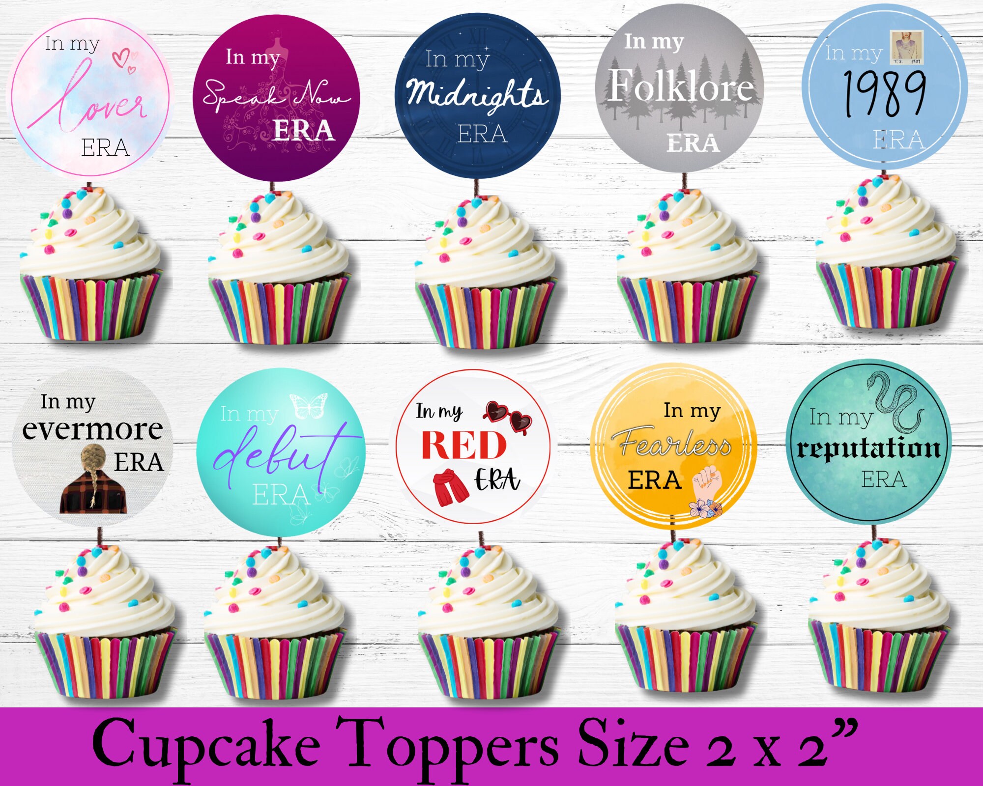 Taylor Swift in My Eras Cupcake Toppers Printable, Taylor Swift ...