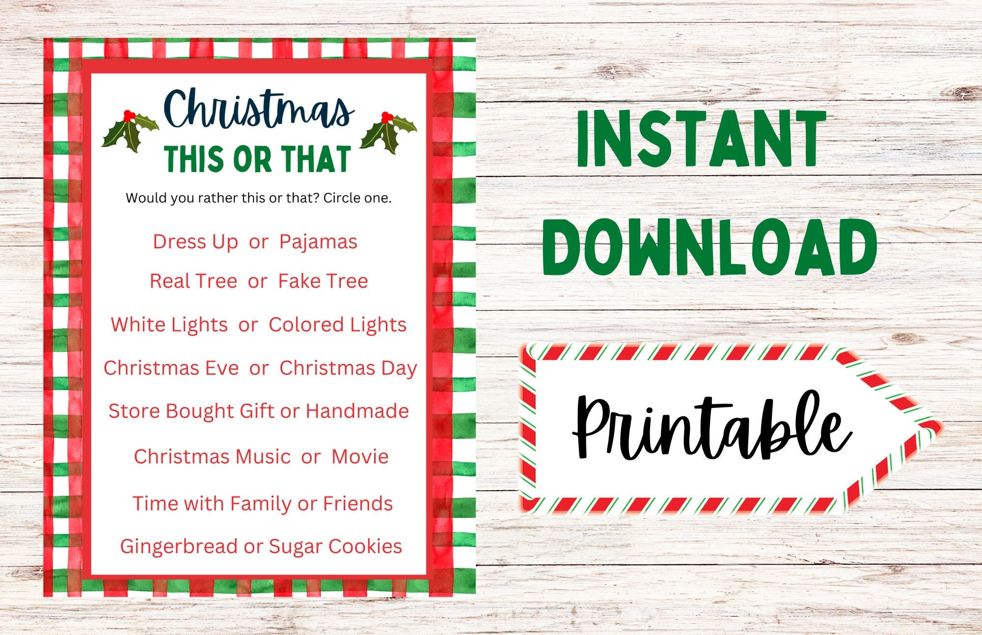 Printable Christmas Game, Christmas "this or That" Game, Christmas ...