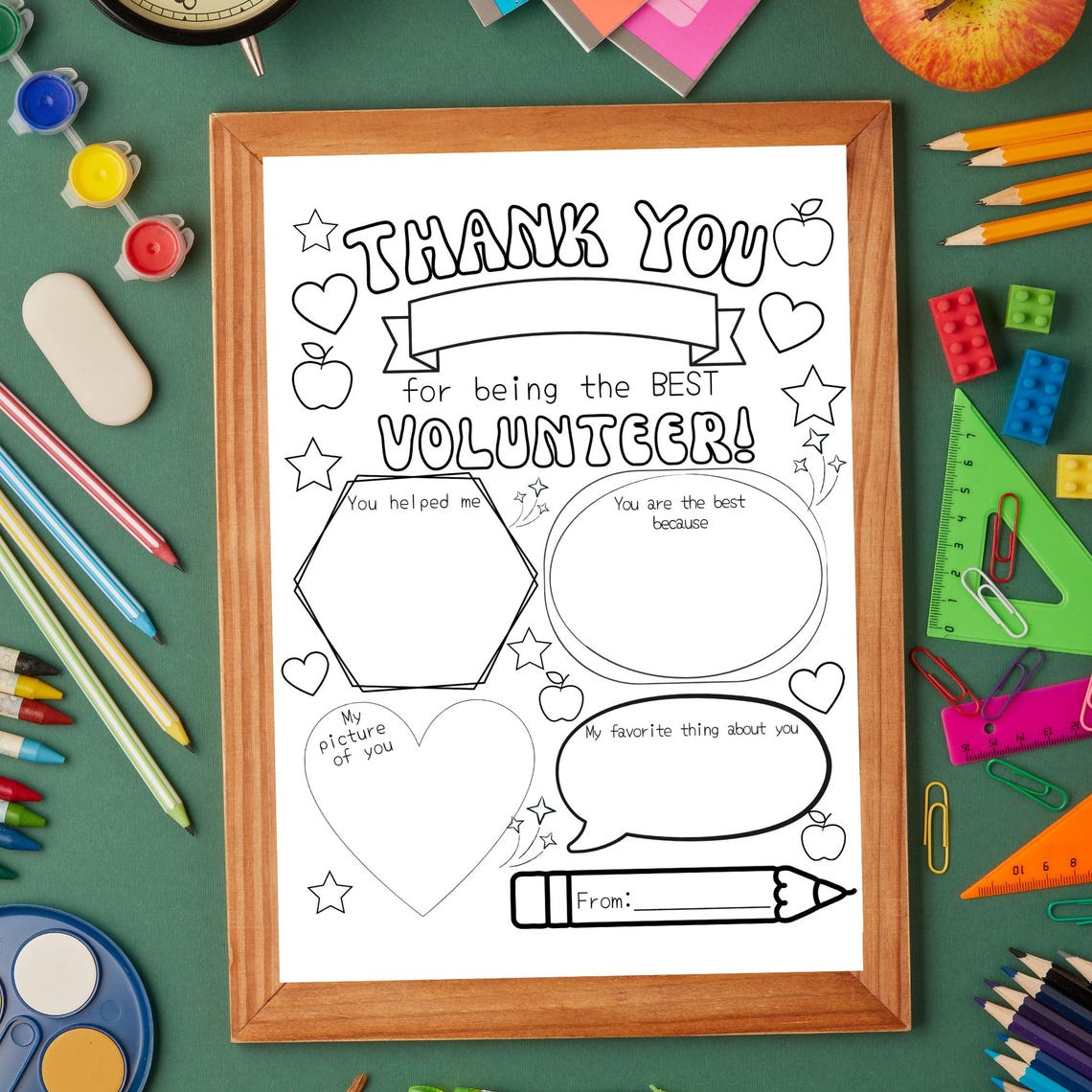 School Volunteer Appreciation Coloring Page • Printable Thank You Gift ...