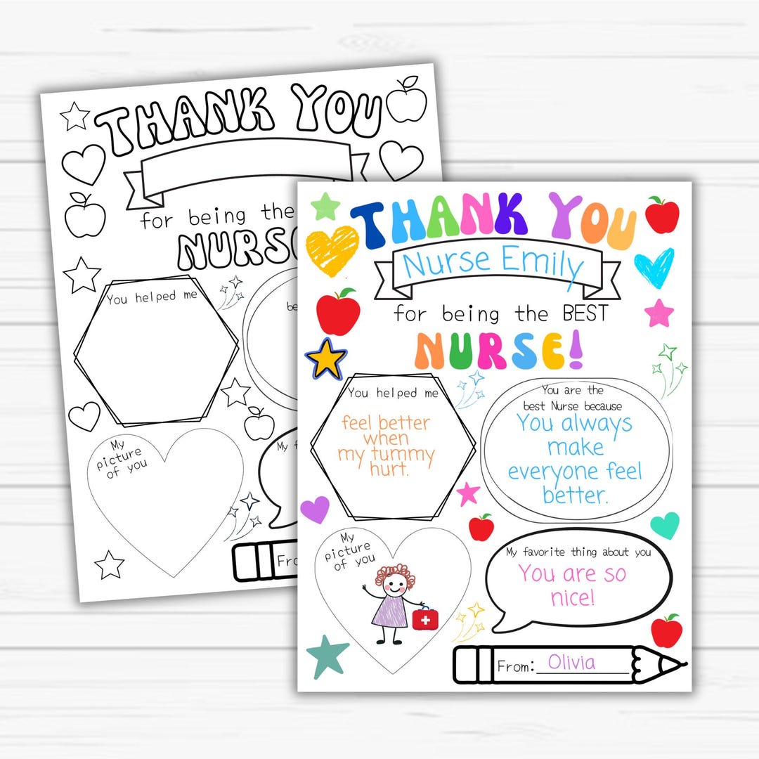 School Nurse Appreciation Coloring Page • Printable Thank You Gift ...