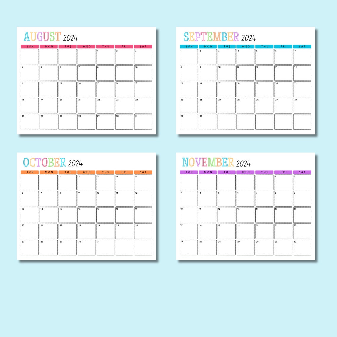 School Year Calendar Printable 2024-2025 Bundle Portrait Monthly ...
