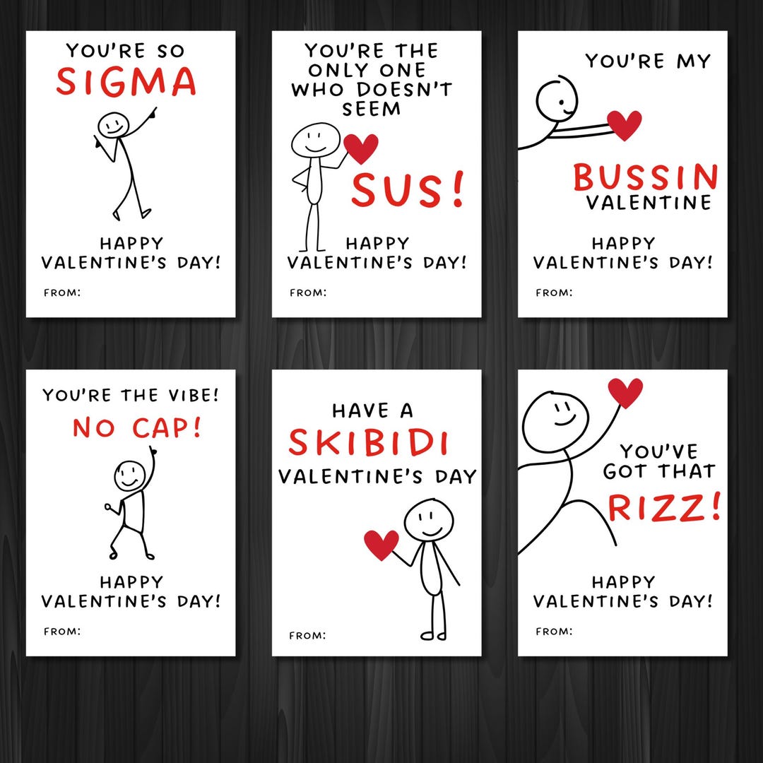 Slang Kids Valentine's Day Cards, Funny Printable Classroom Valentine ...