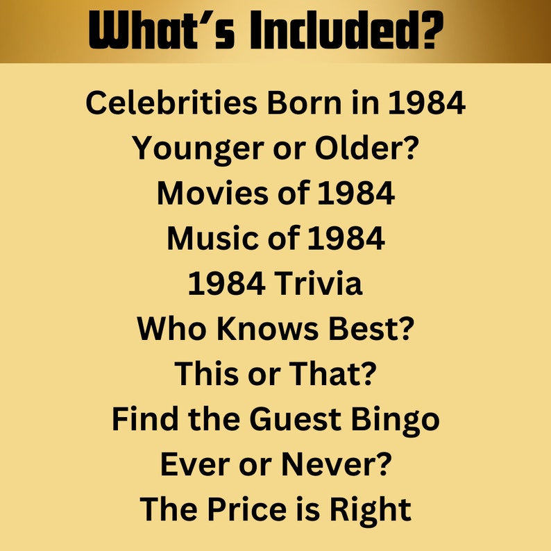40th Birthday Games Bundle 40th Birthday Party Games 1984 Trivia Born ...